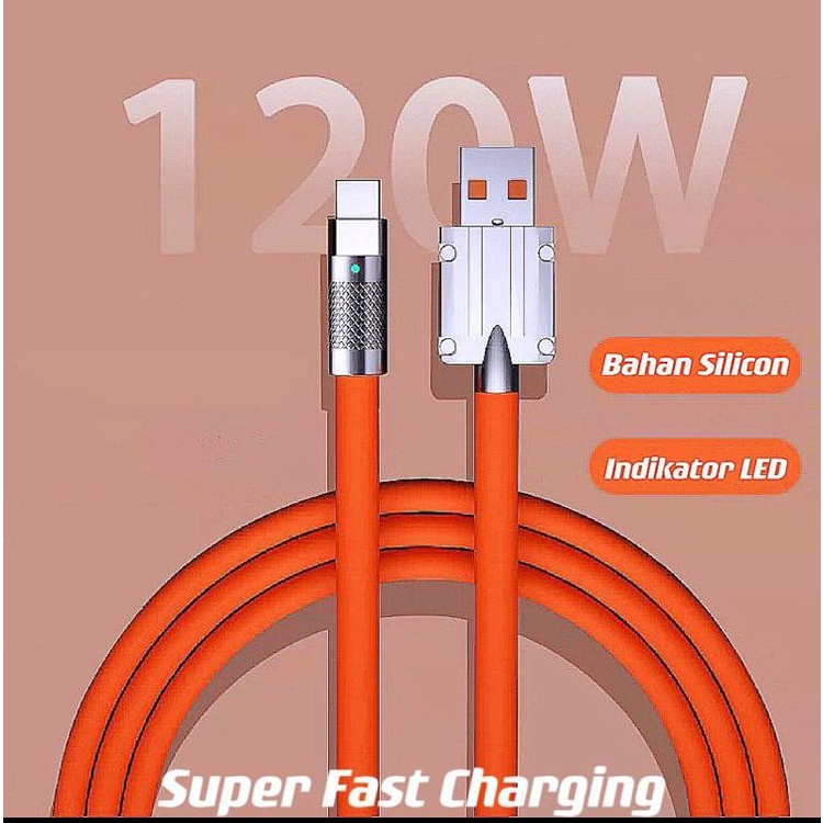 Jual kabel data Super Fast Charging 120W 6A Micro usb/Type C/ Lightning ...