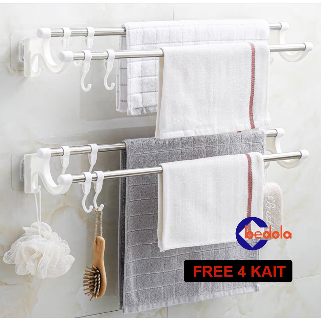 Jual 2 set Bedola gantungan handuk tanpa paku hanger handuk | Shopee ...