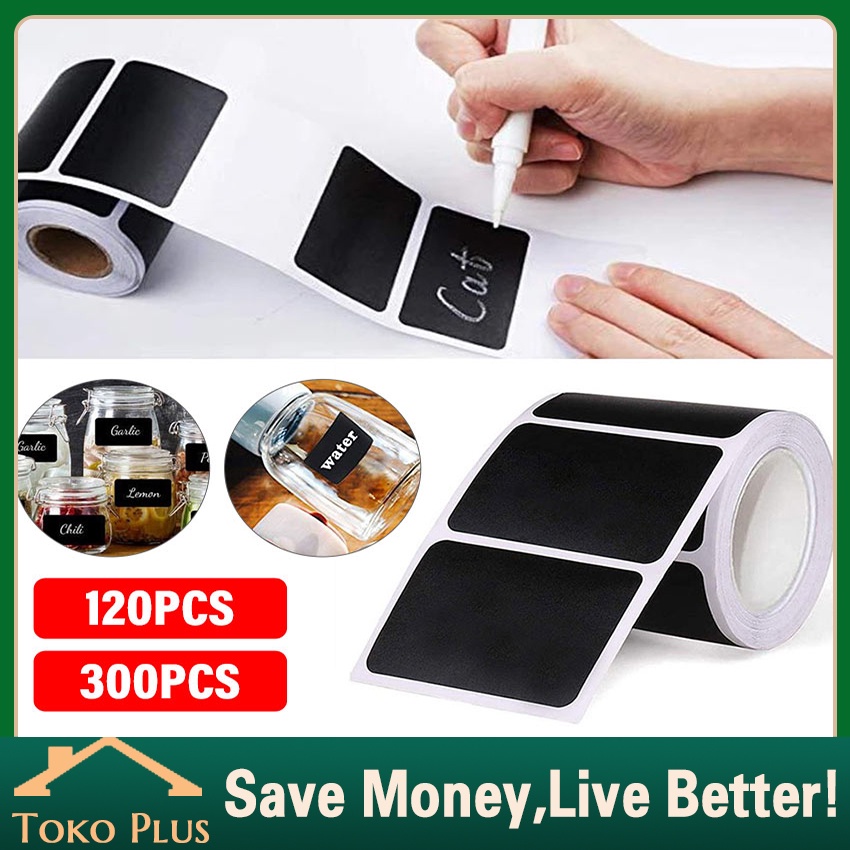 Jual (300Pcs/Roll) Chalkboard Labels Rectangle Shape PVC Waterproof ...