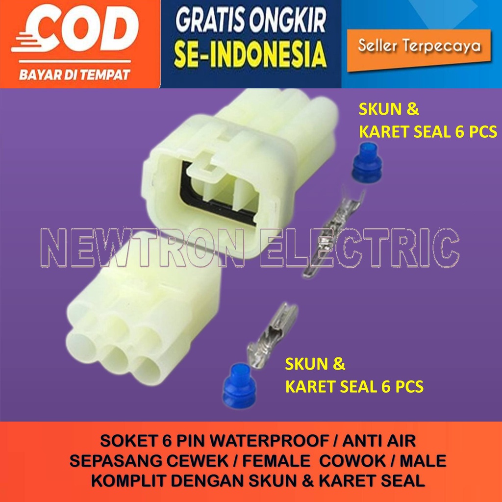 Jual SOKET DLC KAWASAKI 6 PIN MALE FEMALE SOKET DLC RESET SOKET DLC ...