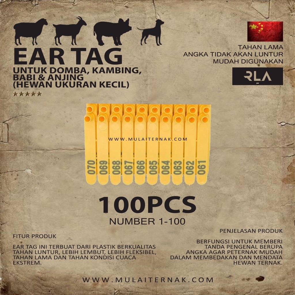 Jual NEW 100pcs Eartag Number - Penanda Kuping Domba - Ear Tag ...