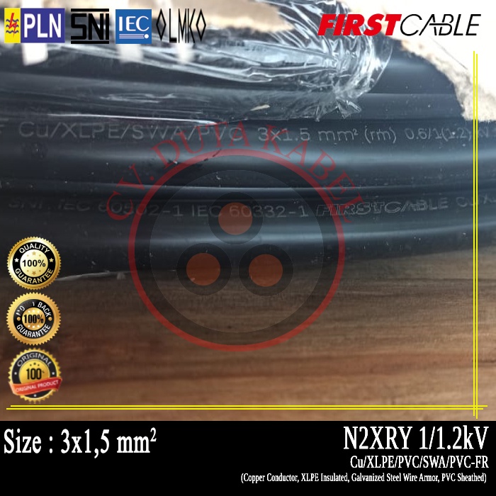 Jual Kabel N2XRY 3x1.5 mm2 (Cu/XLPE/SWA/PVC) 3x1,5 mm2/3 x 1.5 mm2/3 x 1,5 | Shopee Indonesia