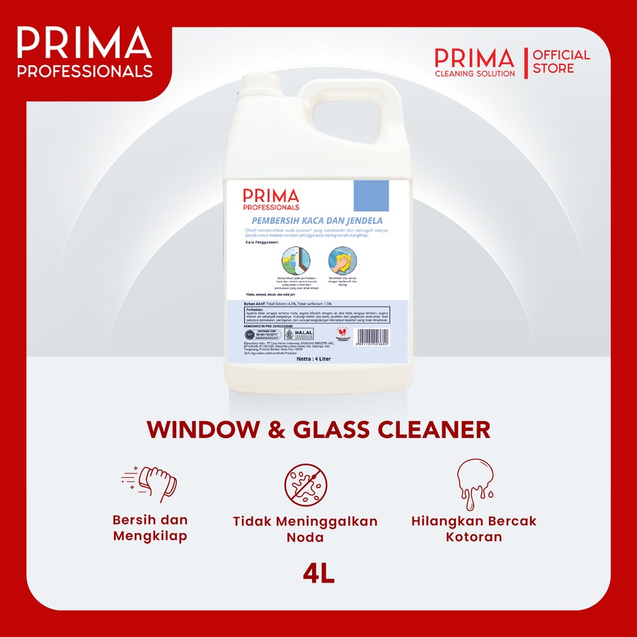 Jual PRIMA Professionals Window & Glass Cleaner 4L | Shopee Indonesia