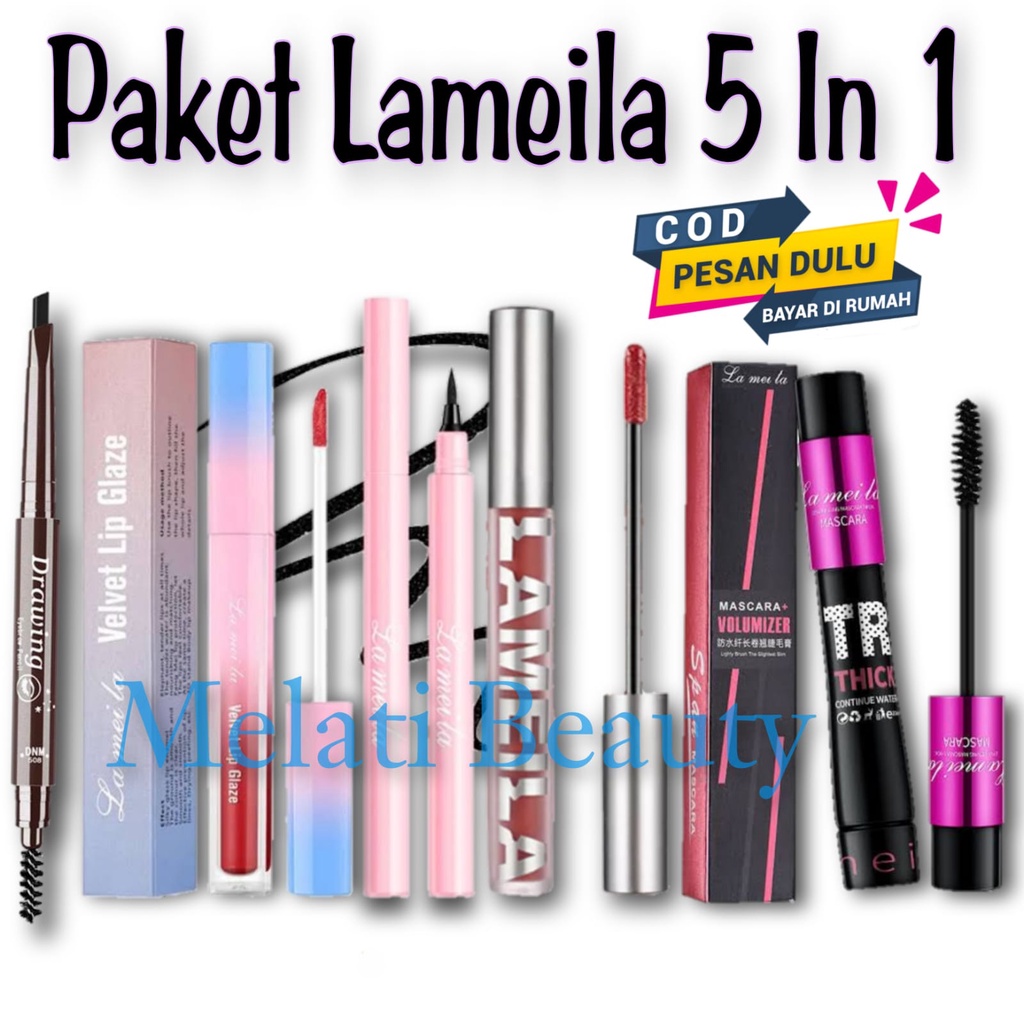 Jual Paket Kosmetik Lameila 5 In 1 + Set Riasan Mata & Bibir / Lip ...