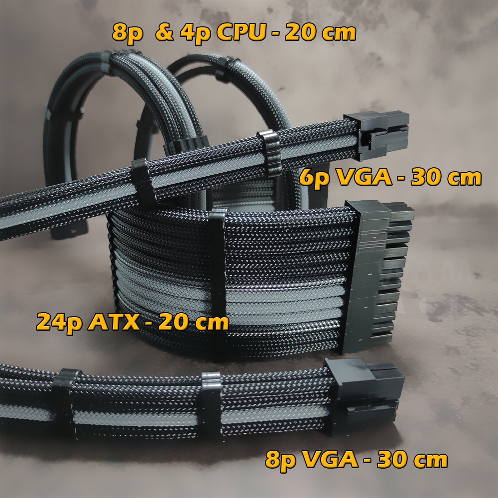 Jual Black Grey Gradation Series | Custom Cable Extension PSU ATX 24pin | 8 pin 4 pin CPU EPS ...