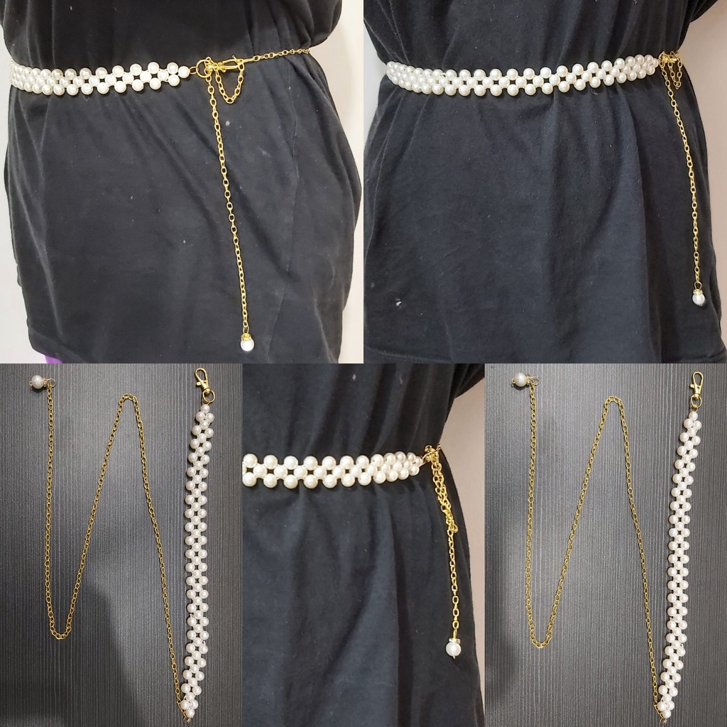 Jual belt rantai besi variasi mutiara ikat pinggang fashion korea sabuk gesper wanita | Shopee ...