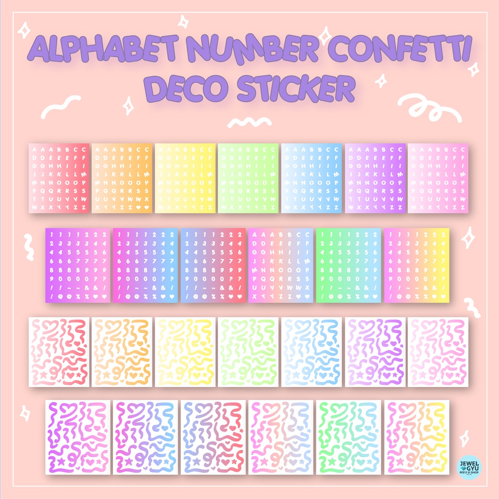 Jual Alphabet Number Confetti Ribbon Deco Sticker / Stiker Abjad nomor ...