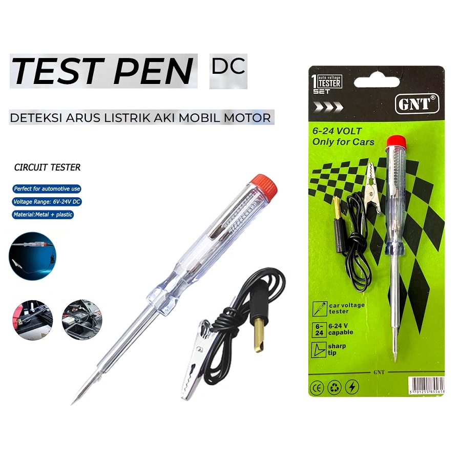 Jual GNT testpen DC 6-24V Test pen kabel Tespen AKI Voltage mobil motor ...