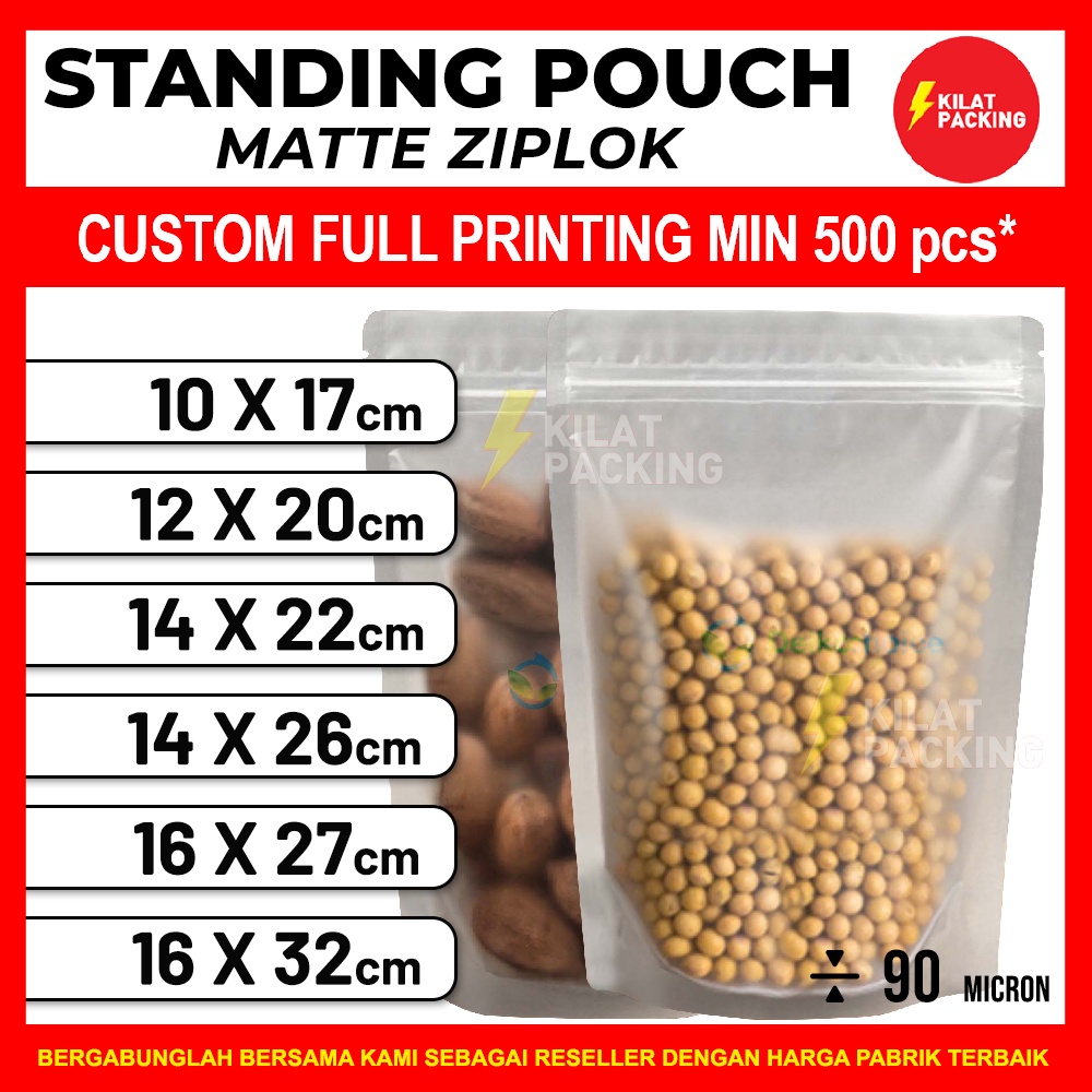 Jual Standing Pouch Ziplock Matte Doff Plastik Klip Makanan Dan Minuman ...