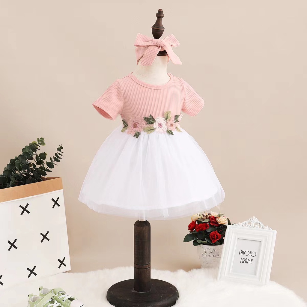 Jual COD/Gaun gadis baru / gaun renda bayi / gaun putri lengan pendek ...