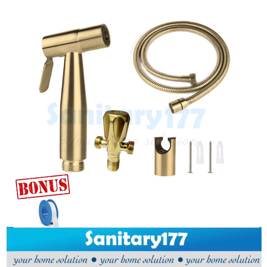 Jual Paket jet shower GOLD stainless dan stop kran gold cabang single ...