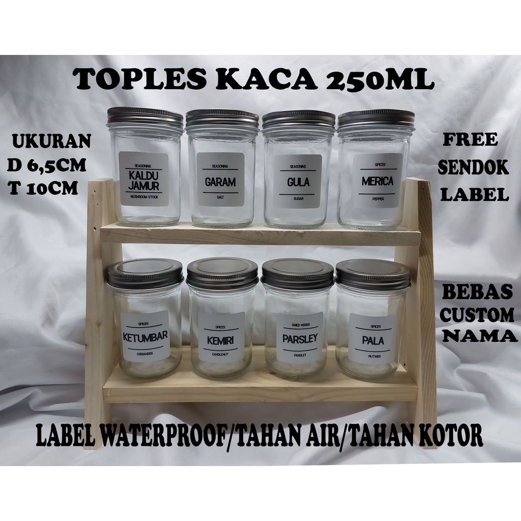 Jual TEMPAT BUMBU AESTHETIC/BOTOL KACA 250ML/FREE LABEL WATERPROOF ...