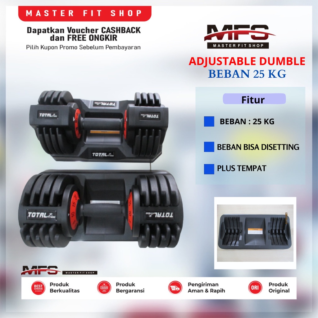 Jual Alat olahraga Adjustable dumble Total fitness beban 25KG | Shopee ...
