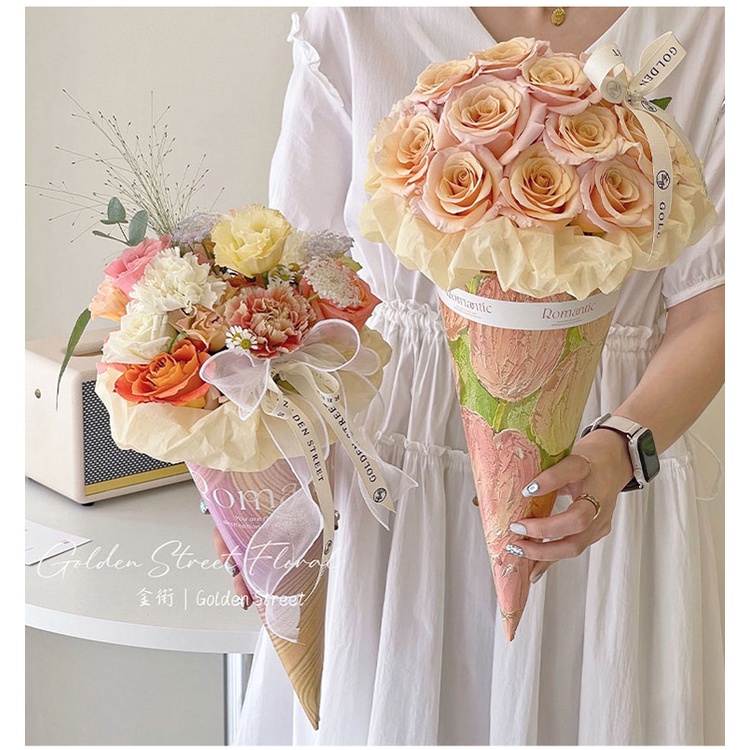 Jual Kertas Bunga Buket Motif Cone Ice Cream (hrg per 1 lembar ...