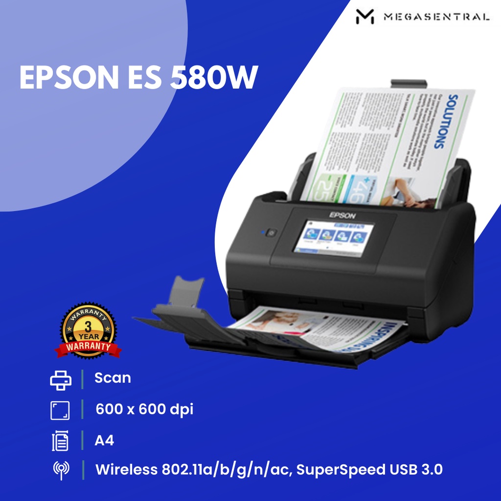 Jual Scanner Epson WorkForce ES-580W ADF Duplex WIFI | Shopee Indonesia