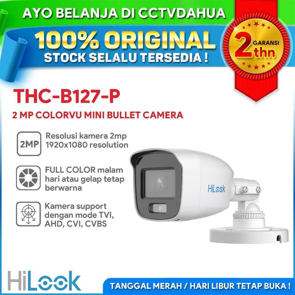 Jual HILOOK THC-B127-P 2MP COLORVU OUTDOOR FIXED MINI BULLET CAMERA ...