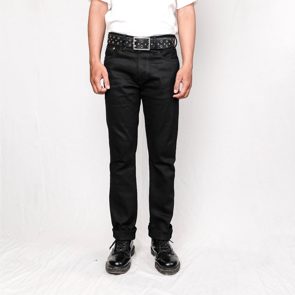 Jual Bespoke Project - Celana Jeans pria hitam Black Raw denim | Shopee ...