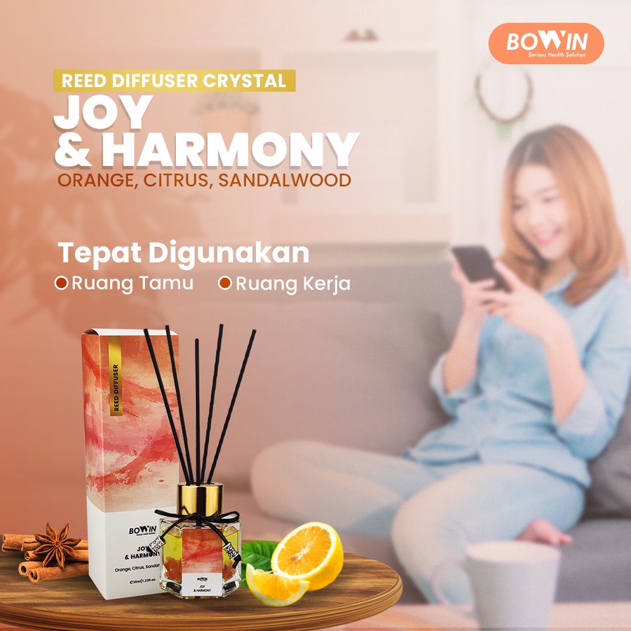 Jual Bowin Reed Diffuser Crystal Aromaterapi Pengharum Ruangan EssentialOil - JOY & HARMONY ...