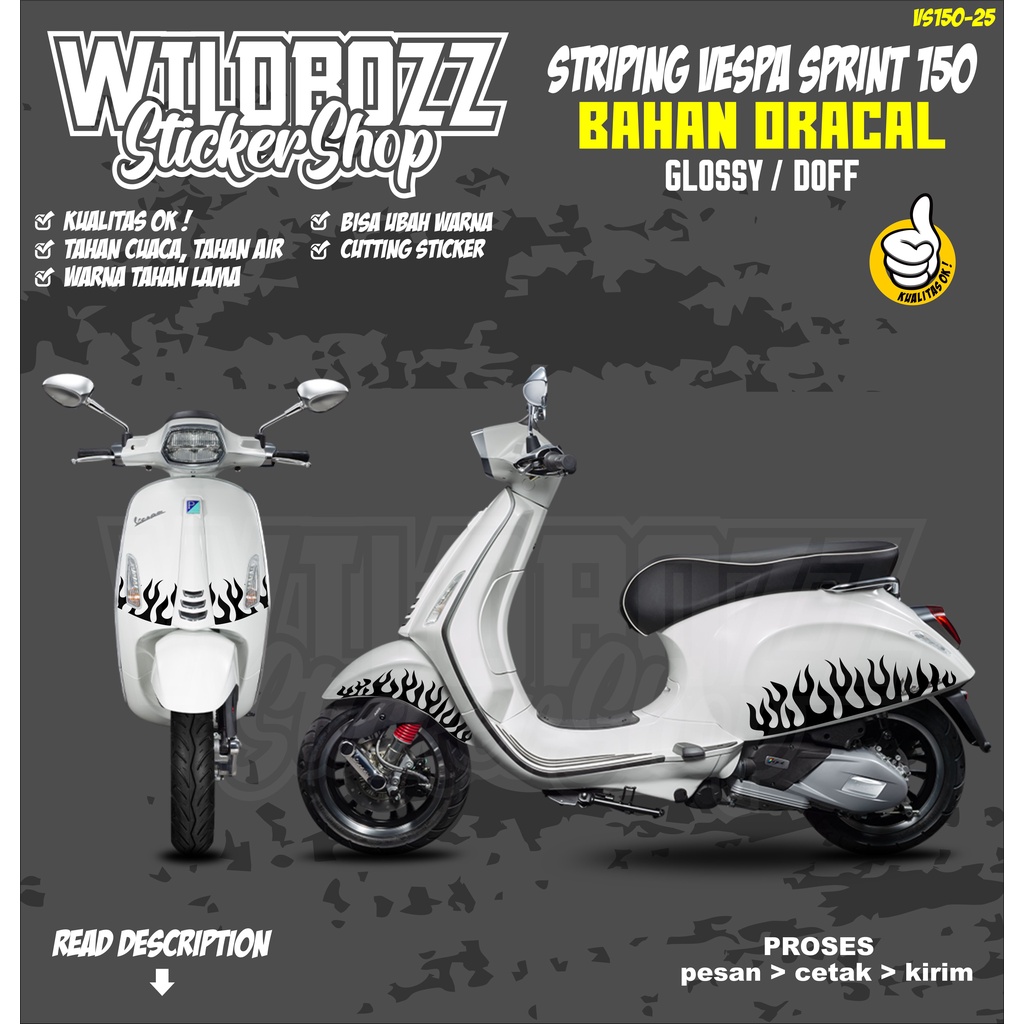 Jual cutting sticker vespa sprint 150 motif api jb keren (vs150-25 ...