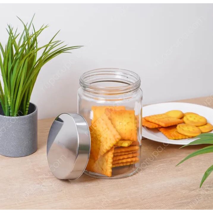 Jual Krishome 900 Ml Stoples Kaca Toples Snack Kue Kering Set Wadah Saji | Shopee Indonesia