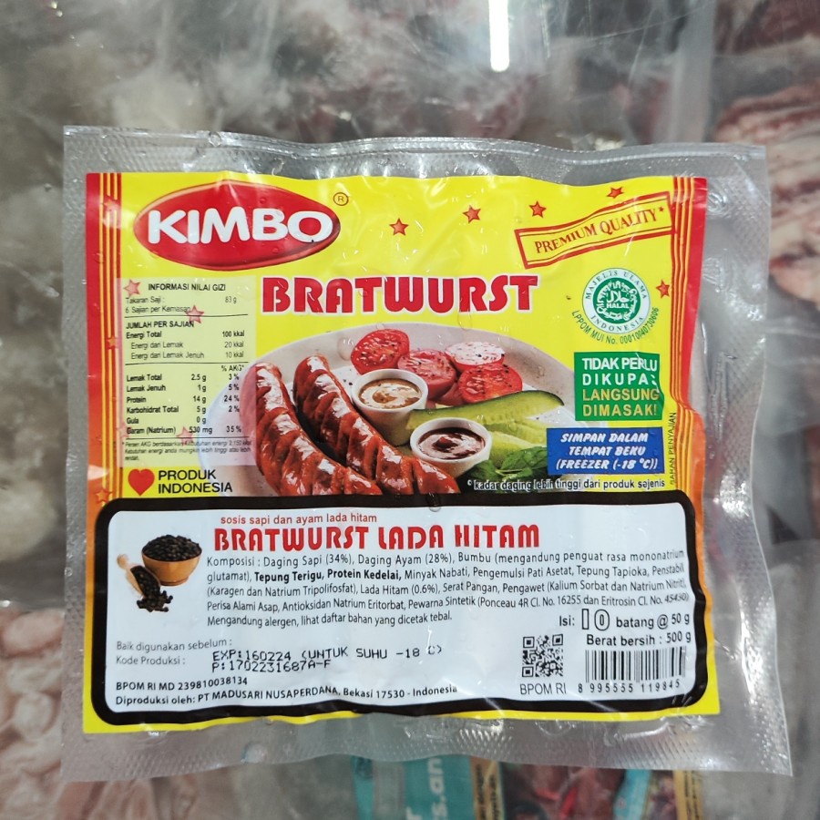 Jual Kimbo bratwurst lada hitam 500 gr | Shopee Indonesia