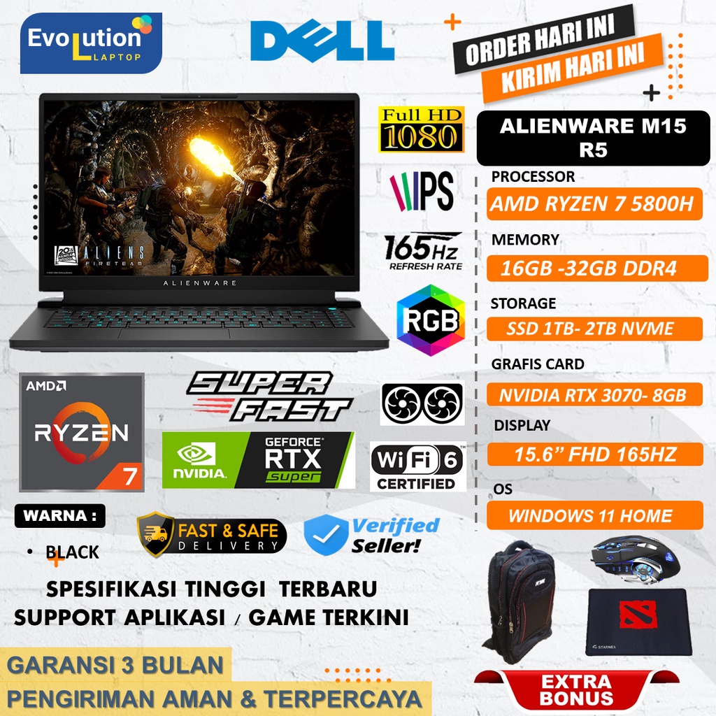Jual LAPTOP GAMING ALIENWARE M15 R5 AMD RYZEN 7 5800H RAM 32GB 2TB SSD ...