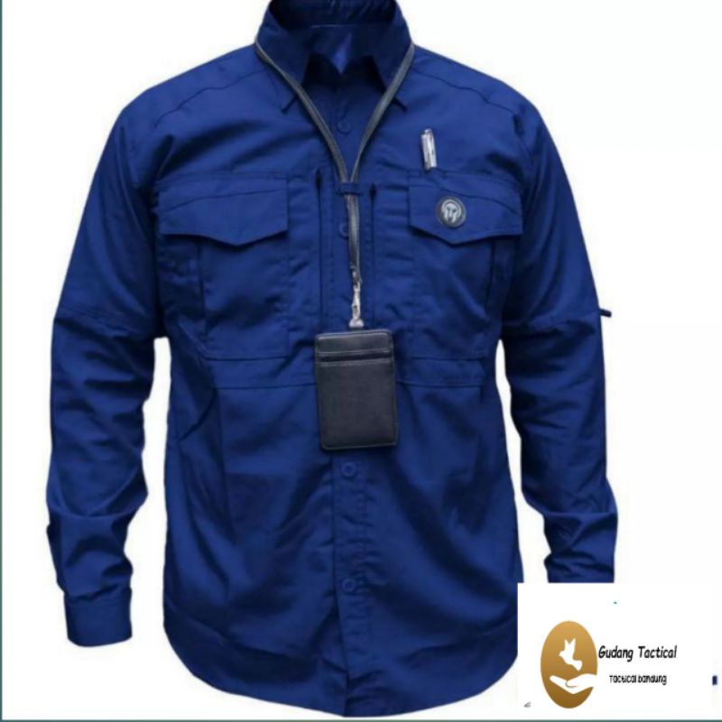 Jual kemeja tactical m tac biru lengan panjang lapangan outdoor ...