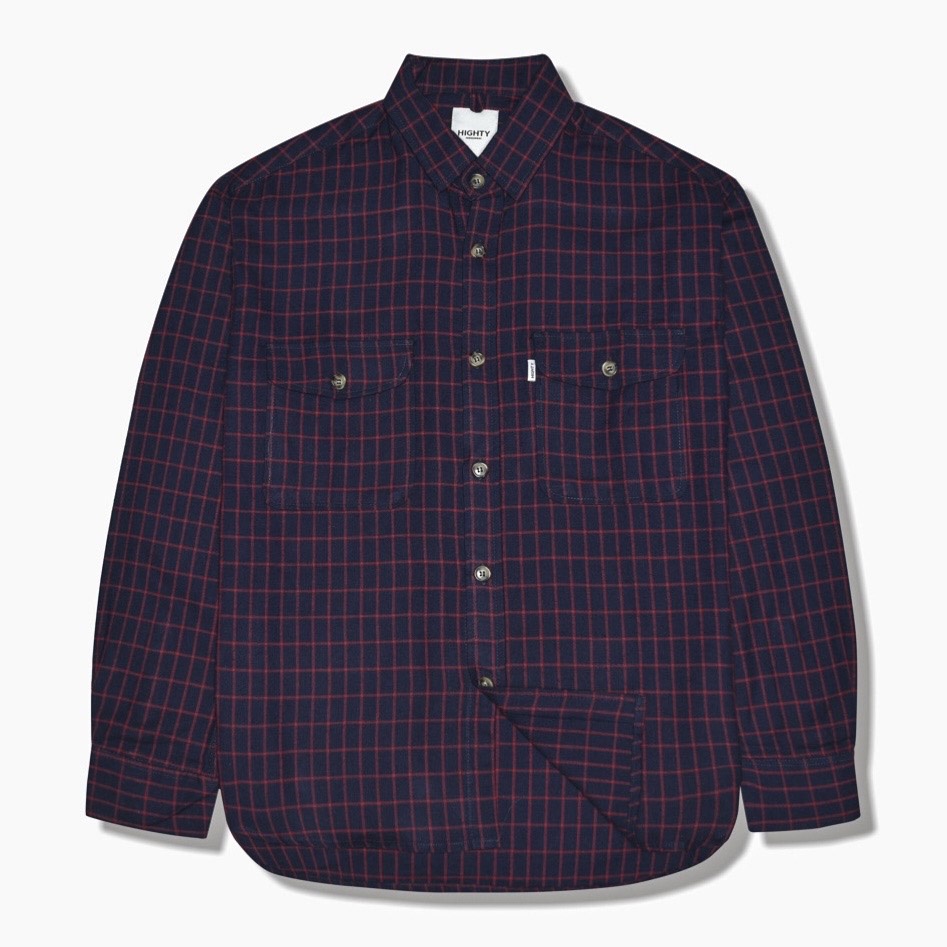 Jual HIGHTY Navy Magenta Check Flannel Overshirt | Kemeja Pria | Shopee ...