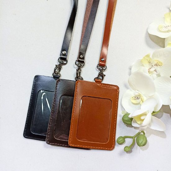 Jual Nametag kulit sapi IDCard Holder Name Tag Keplek Lanyard Gantungan ...