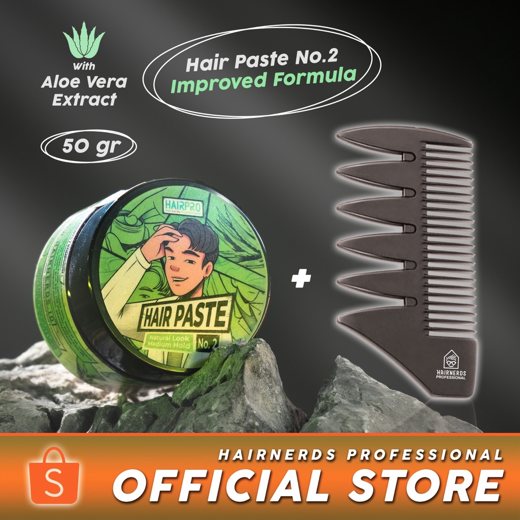 Jual Hairnerds Professional - Hair Paste Pomade + Texture Comb | Shopee ...
