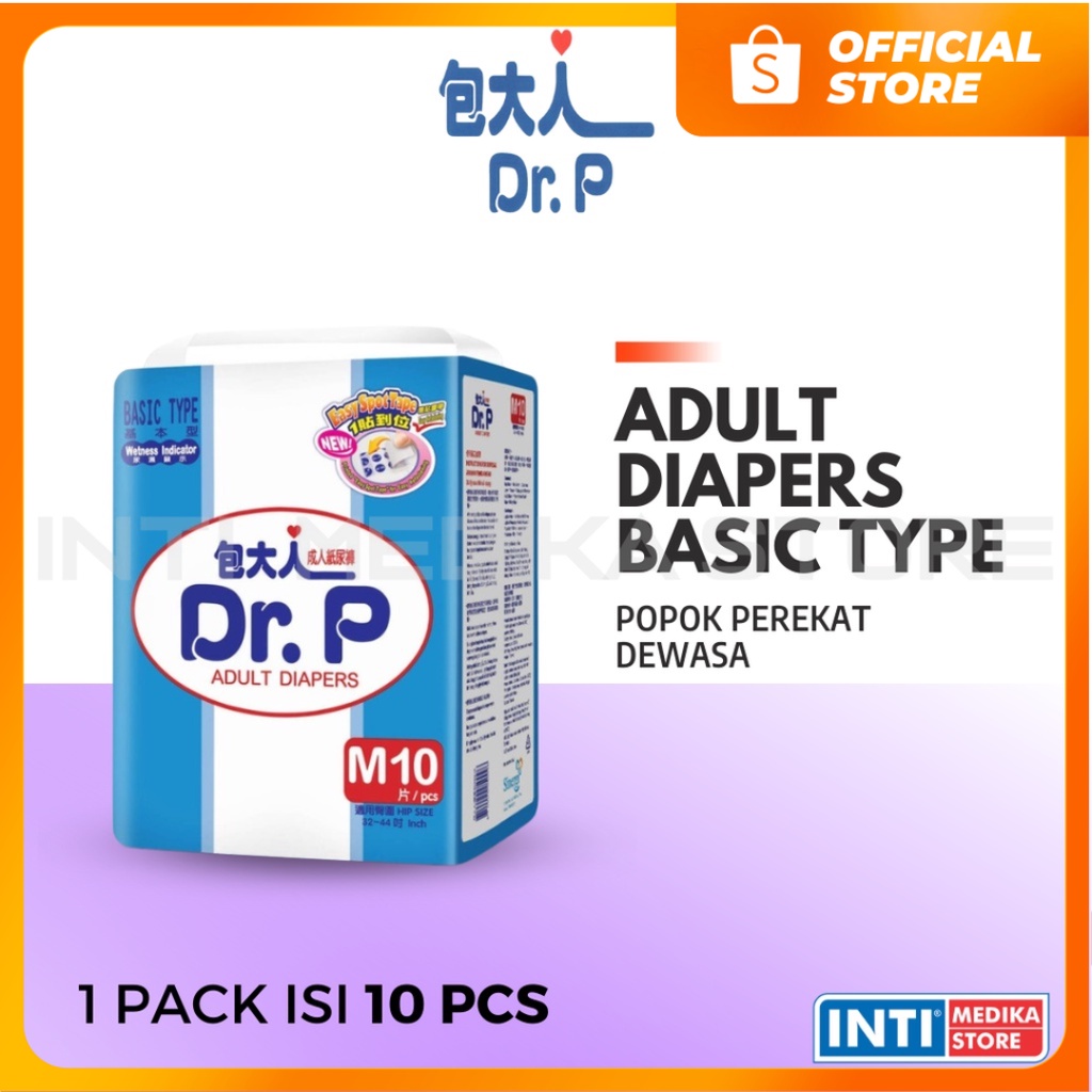 Jual Dr.P - Adult Diapers M 10 Basic Type / Popok Perekat Dewasa ...