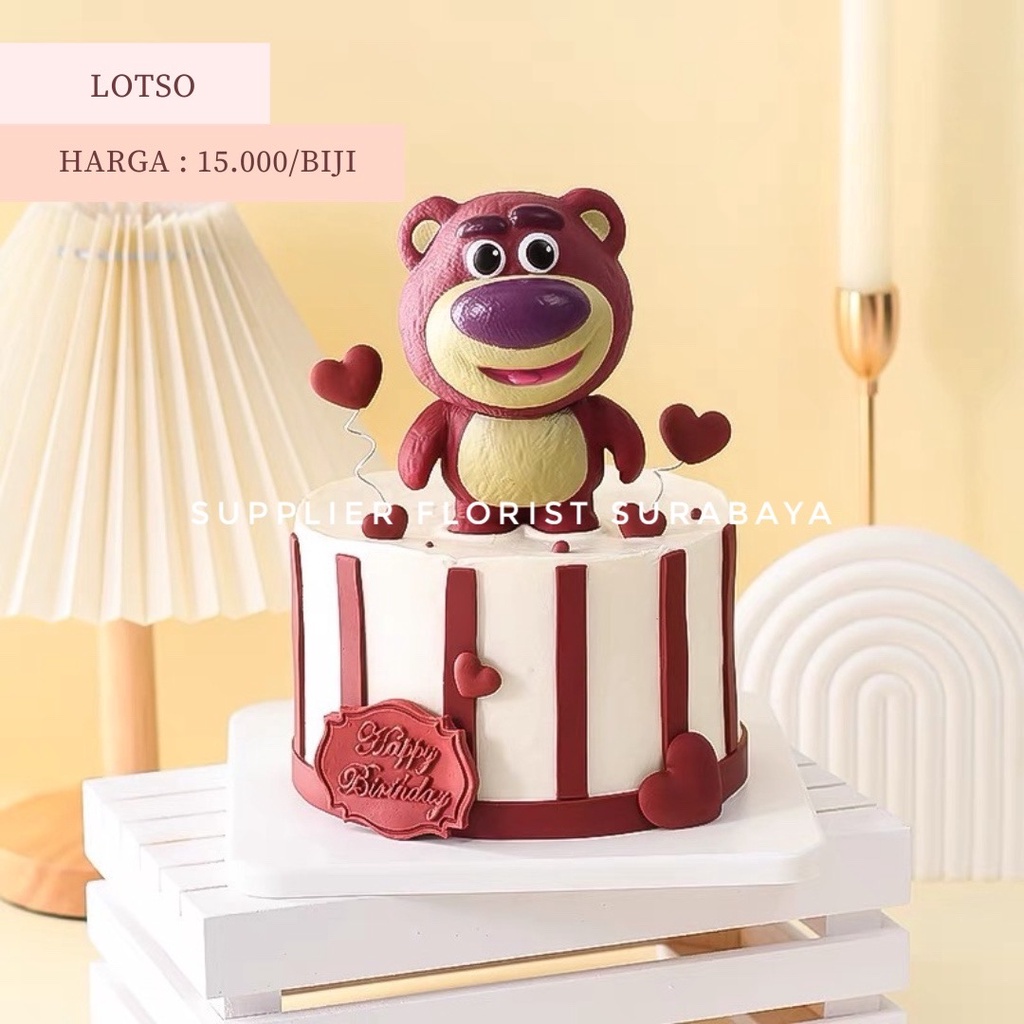 Jual MINIATUR KUE TART LOTSO BERUANG PINK DEKORASI KUE ULANG TAHUN ...