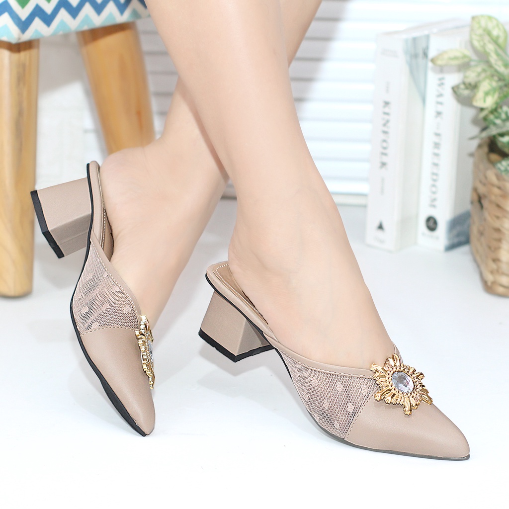 Jual Emye - Sepatu Sandal Pesta Mules Kondangan Wanita 5cm Slip on 36 ...