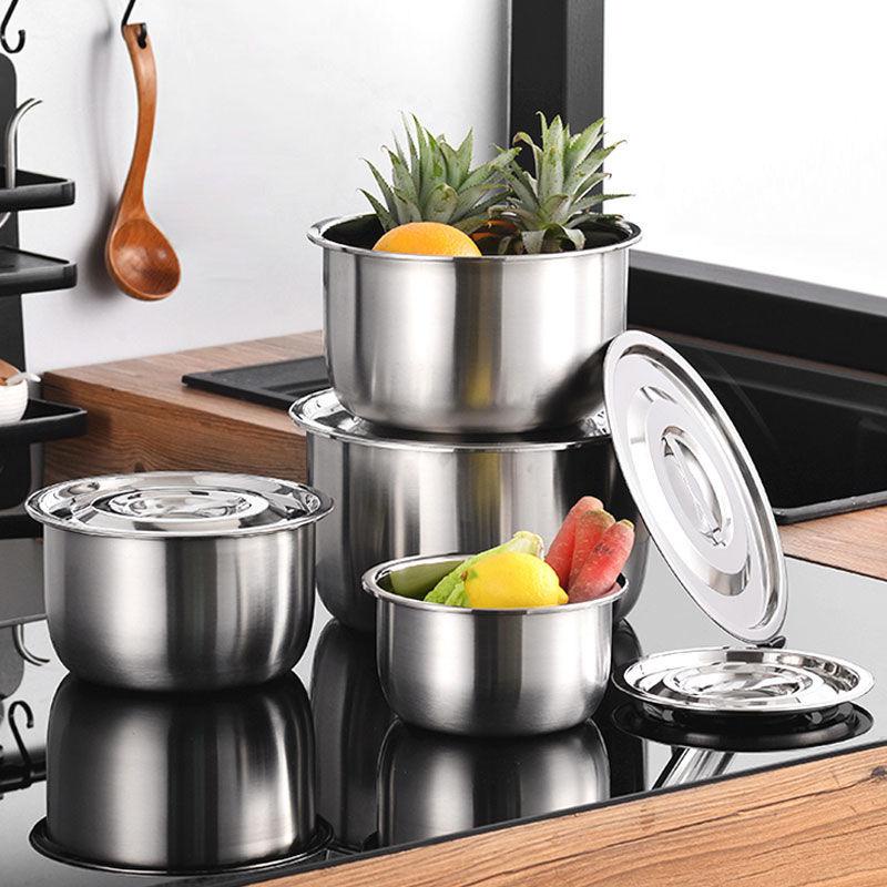 Jual STOCK POT SET ISI 5PCS TEMPAT PENYIMPANAN MAKANAN STAINLESS DENGAN ...