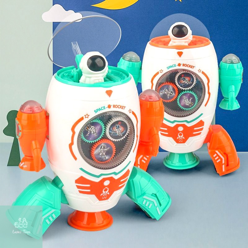 Jual Mainan Anak Space Rocket Robot Roket Musik & Lampu Berputar 360 ...