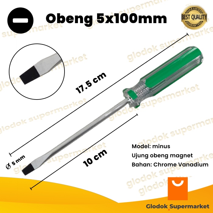 Jual Obeng Minus 4 inch Diameter 5mm Panjang Besi 10cm Magnet | Shopee ...