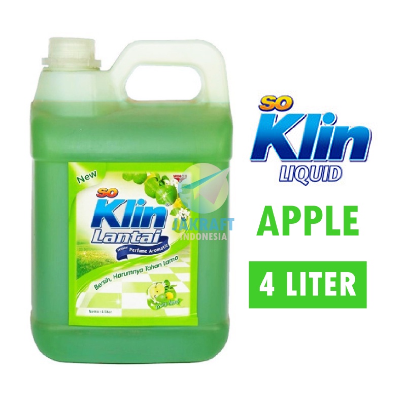 Jual (1 Jerigen) SO KLIN Pembersih Lantai 4 Liter Apple Hijau / Lavender Ungu SOKLIN 4L Jerigen ...