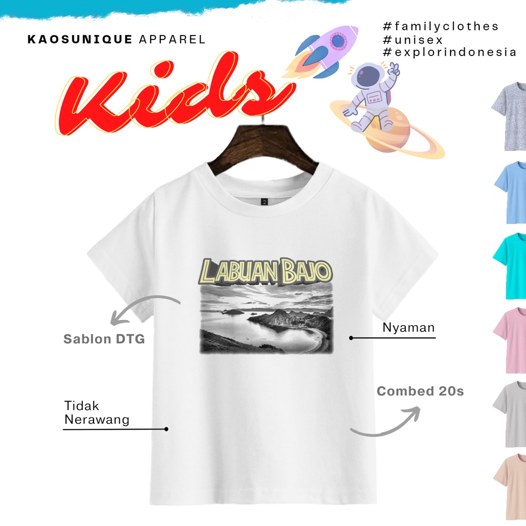 Jual KAOSUNIQUE T-shirt Kids Labuan Bajo Square - Unisex Combed 20s ...