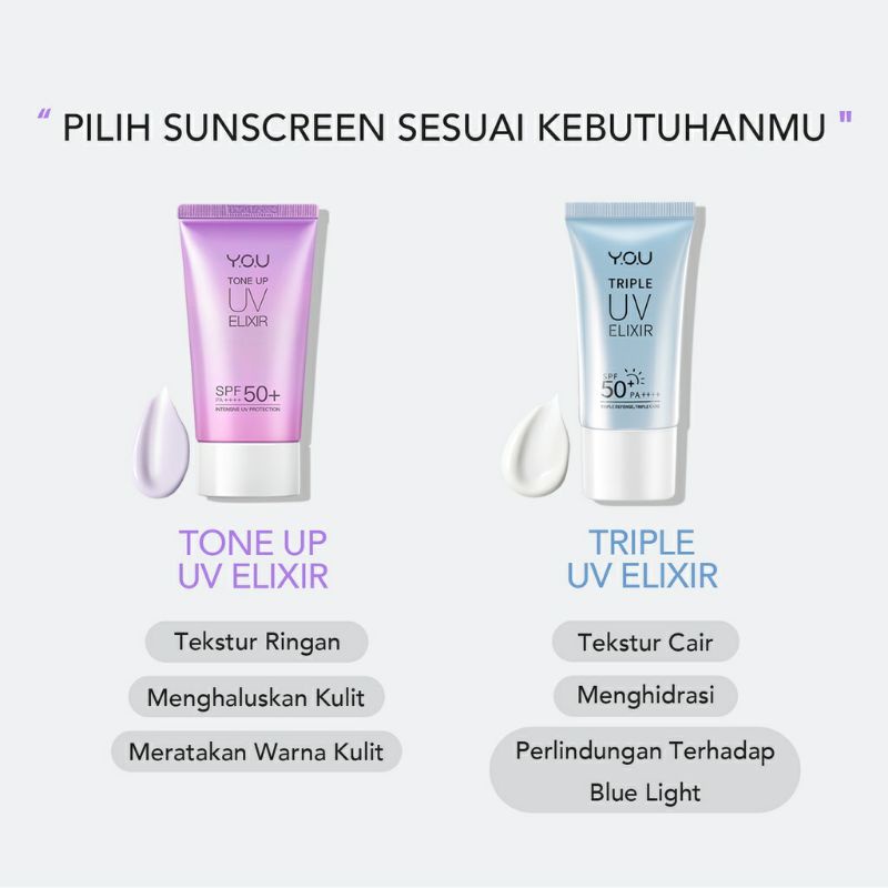Jual Y.O.U Tone Up UV Elixir SPF50+ PA++++ 40ml / Triple UV Elixir SPF50+ PA++++ 30ml | Shopee ...