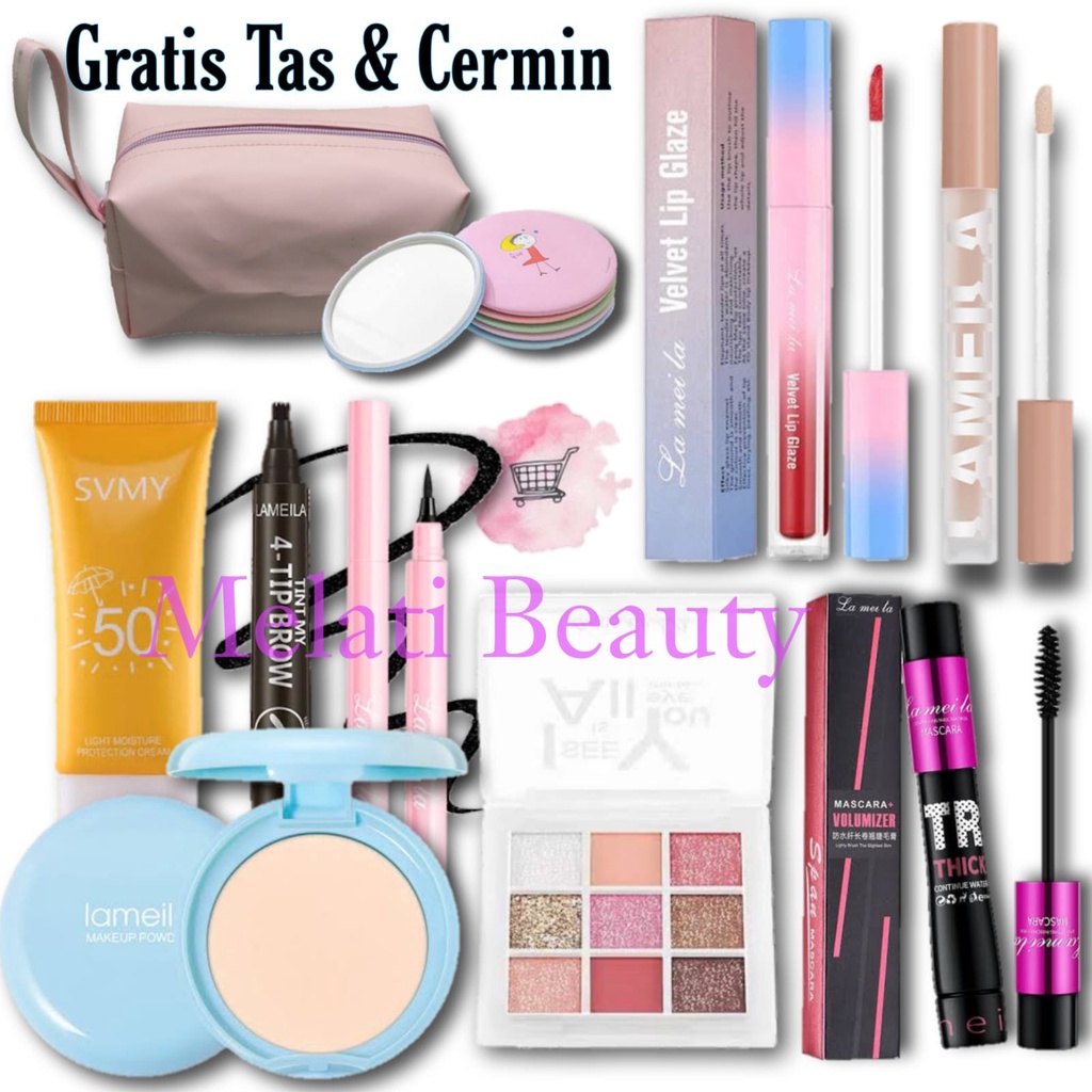 Jual Paket Kosmetik Lameila 8 In 1 Free Tas & Cermin / Makeup Set ...