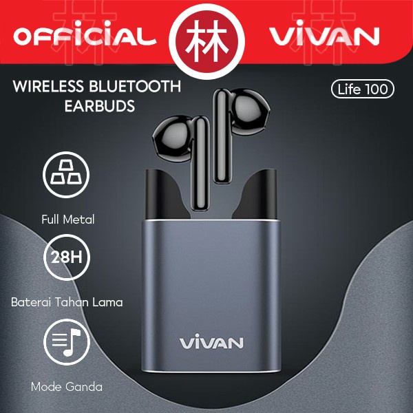 Jual Vivan Life 100 Wireless Bluetooth Earbuds TWS Headsets Low Latency ...