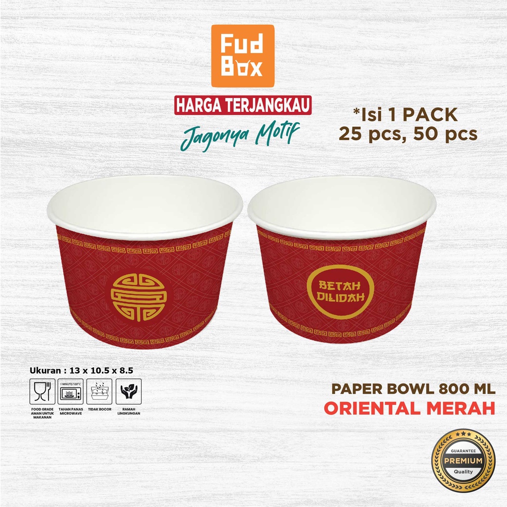 Jual Paper Bowl 800 ml dengan Tutup Paper Rice Bowl Motif Oriental ...