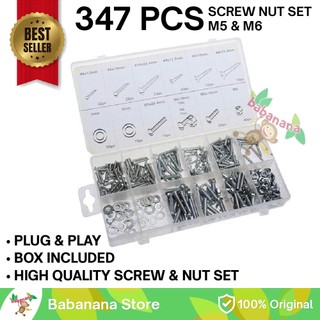 Jual 347 pcs baut mur washer campur sekrup nut ring set assortment kit ...