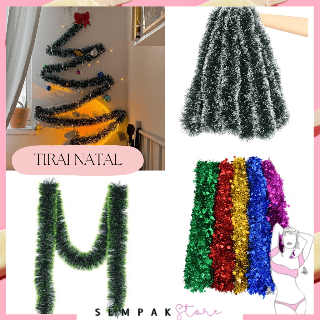 Jual SS Slinger Tinsel Rumbai 2 Meter Hiasan Pohon Natal Motif Bintang ...