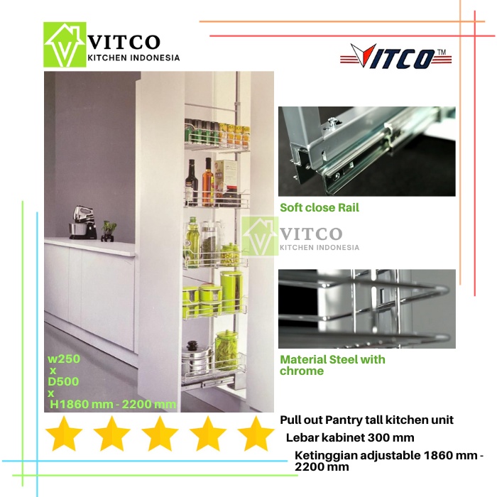 Jual VITCO Soft Close Pull out Pantry Tall Kitchen Unit / Rak snack 300 ...