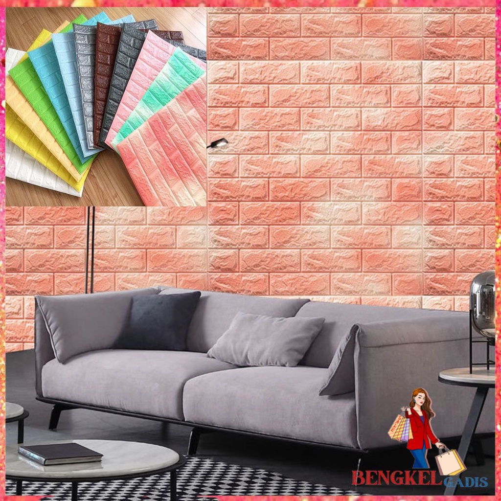 Jual BG Wallpaper Dinding Foam 3D Motif Batu Bata Corak Ukuran 76 x 70 ...