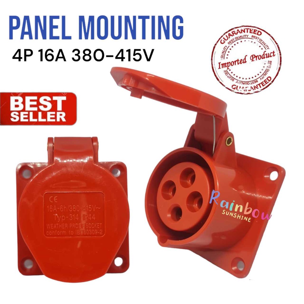 Jual Panel Mounting 4P 16A 314 Electric Industrial Socket Panel ...