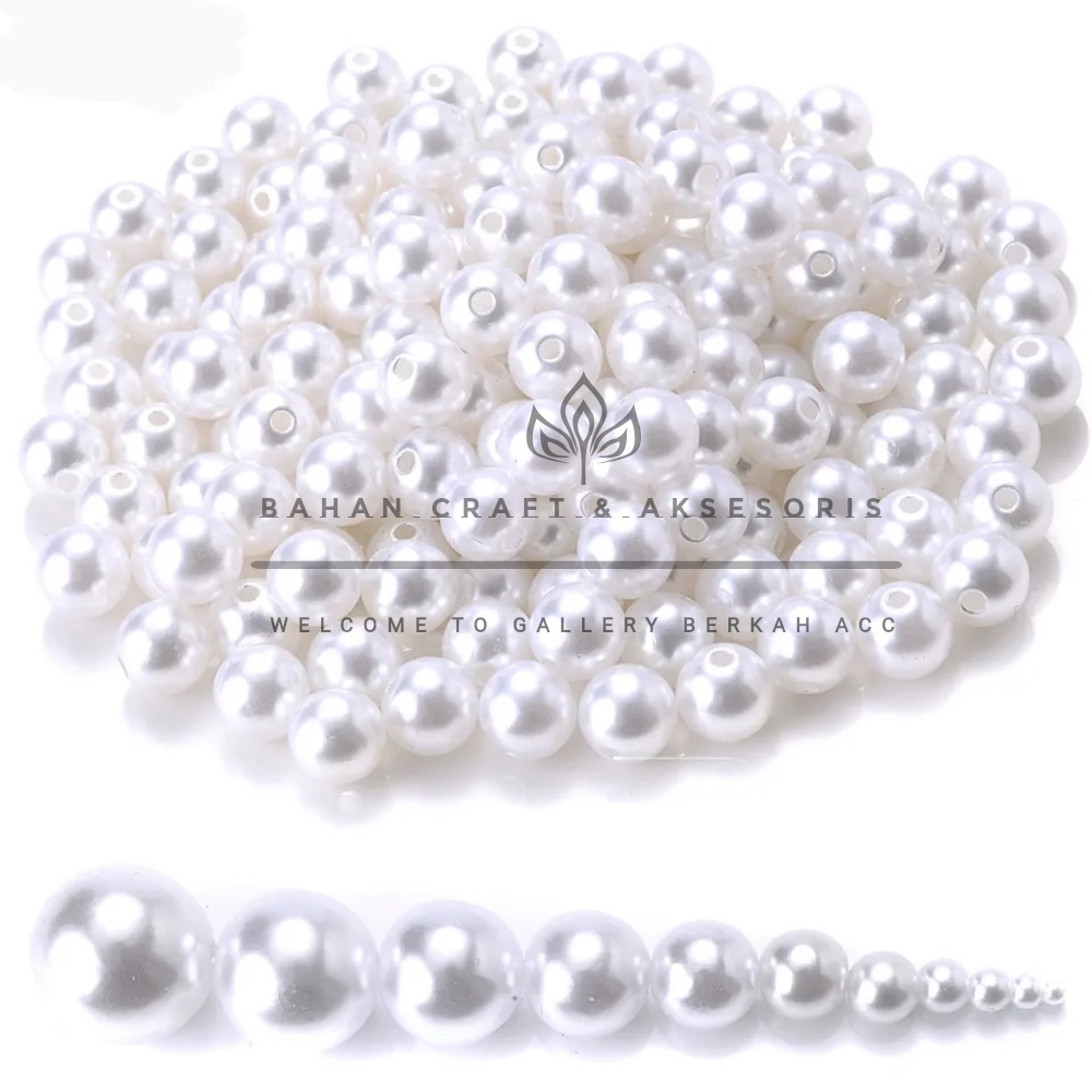 Jual [ 20 gr ] Manik Manik Mutiara Sintetis Ringan White Colour 4/6/8 Mm Bahan Kerajinan DIY ...