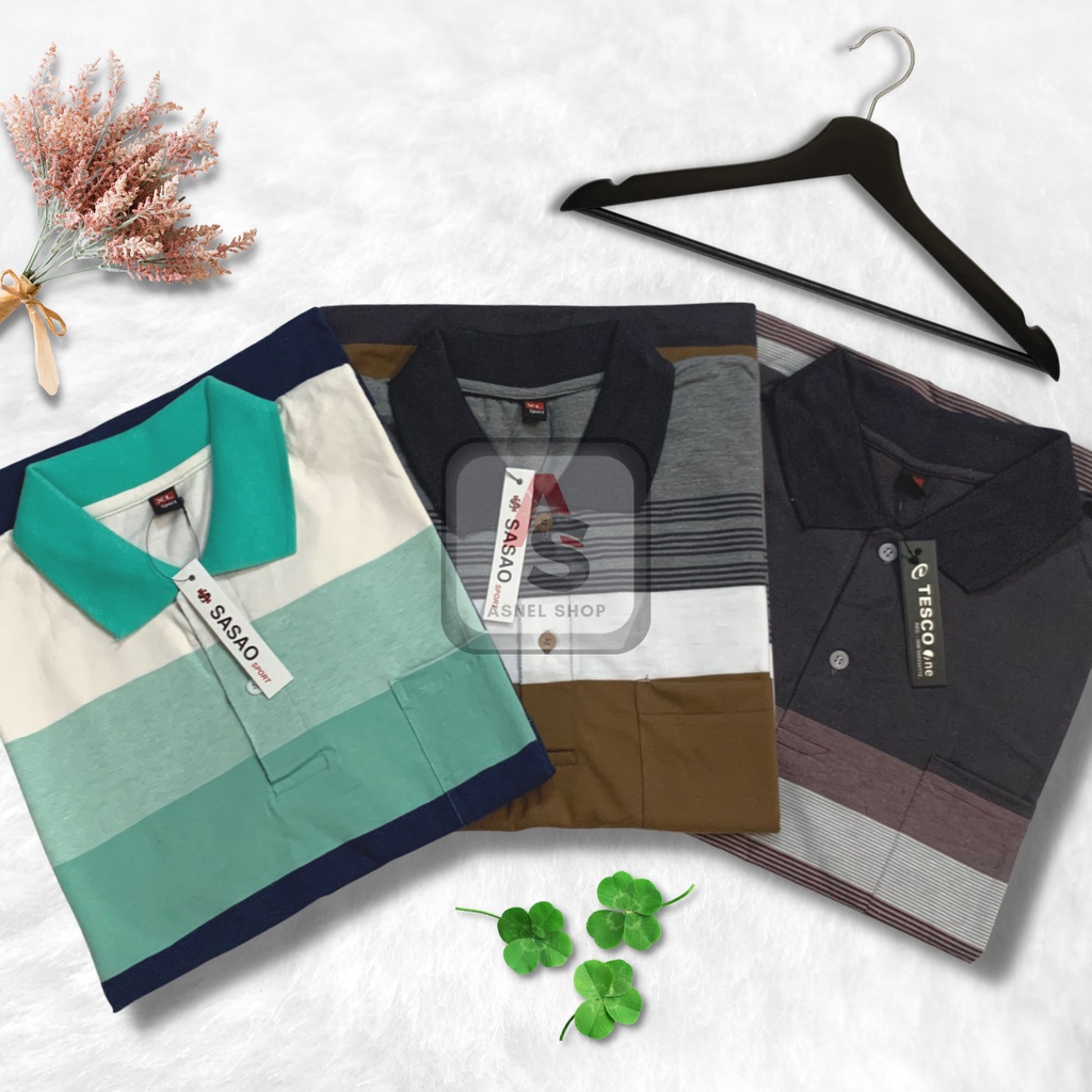 Jual Kaos Salur Berkerah Saku Depan Pria Dewasa | Polo Shirt Stripe ...