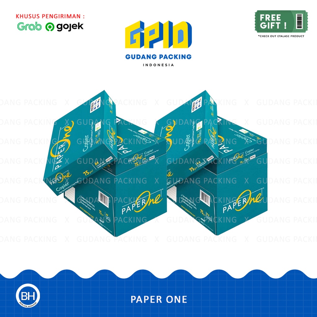 Jual (GOSEND/GRAB) PAPER ONE - Kertas HVS (A4 / F4) Gramasi (75 / 80) Gsm | Shopee Indonesia